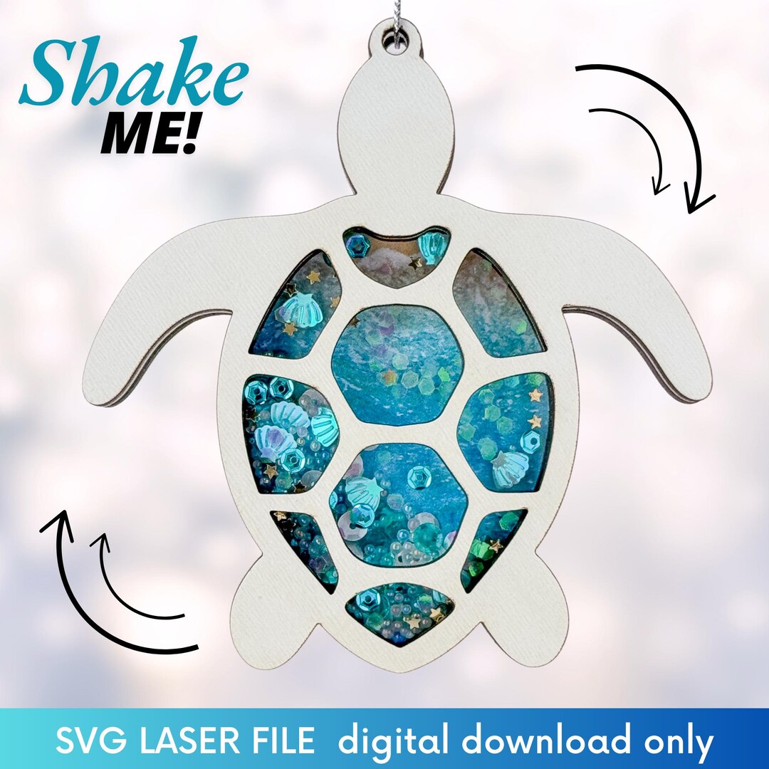Sea Turtle Glitter Shaker Christmas Ornament Laser Cut File, Ocean ...