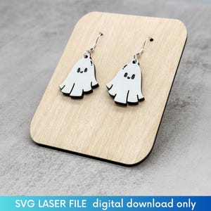 Cute Ghost Earrings SVG, Halloween Dangle Earrings SVG, Kawaii Ghost ...