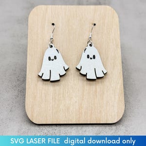 Cute Ghost Earrings SVG, Halloween Dangle Earrings SVG, Kawaii Ghost ...
