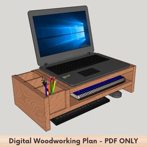 Laptop Stand Woodworking Plans PDF, Build Plans for DIY Monitor Stand ...