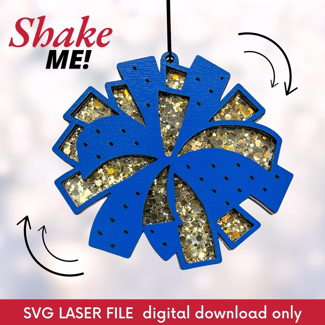 Cheer Glitter Shaker Ornament Laser Cut File, Cheerleading Team Colors ...