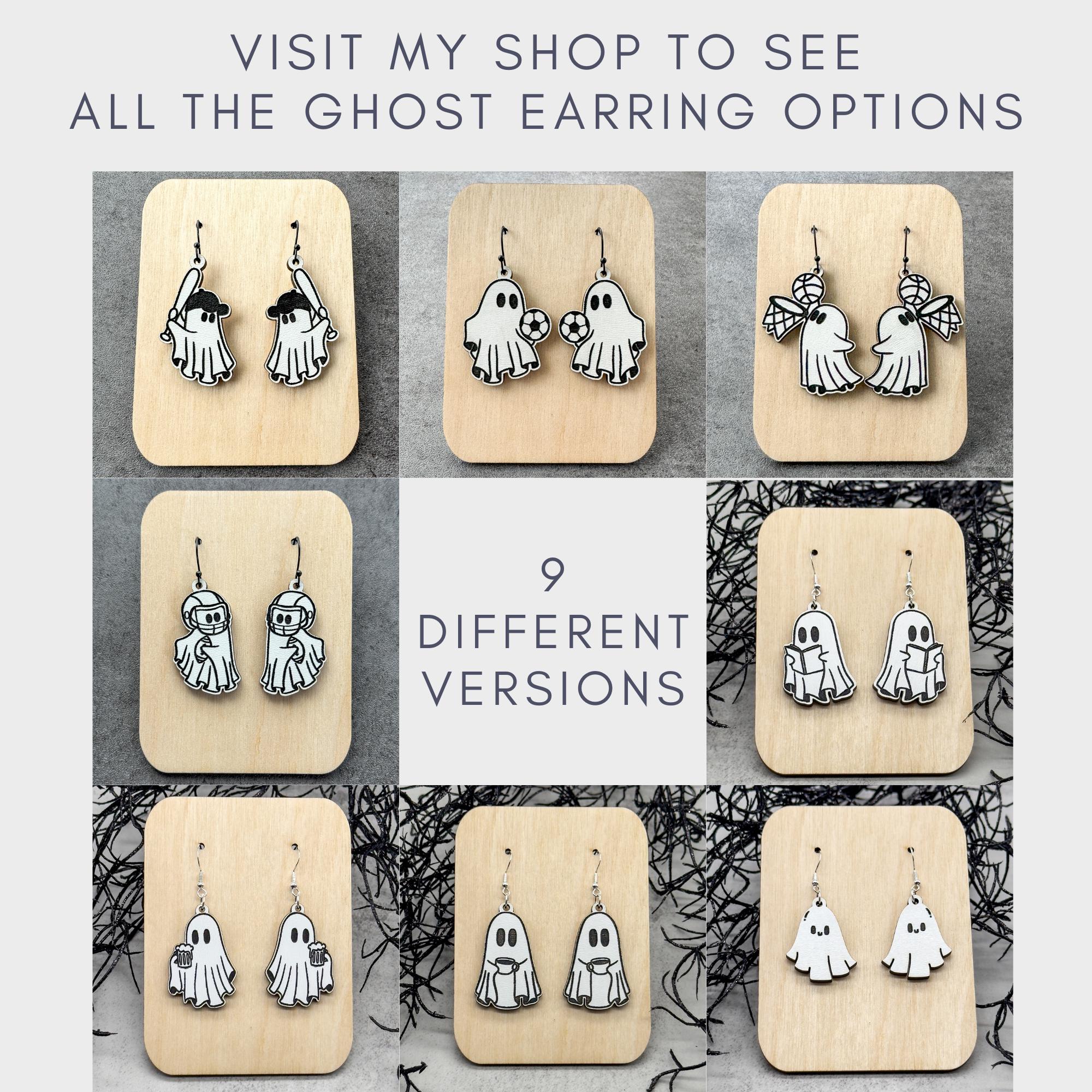 Cute Ghost Earrings SVG, Halloween Dangle Earrings SVG, Kawaii Ghost ...