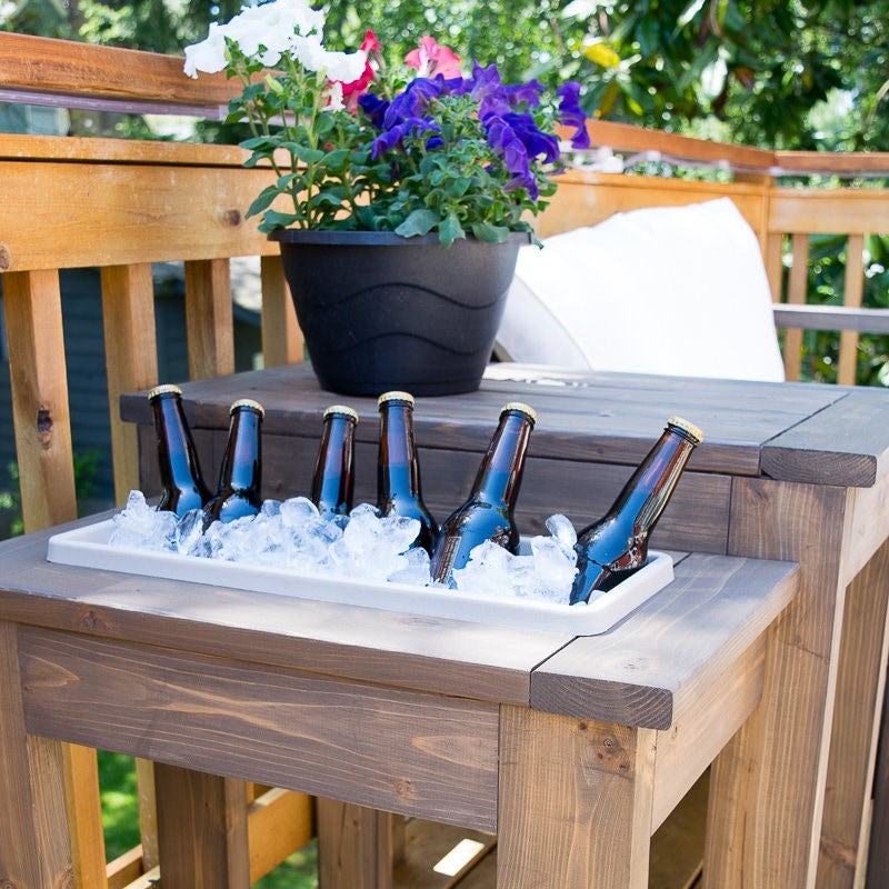 Outdoor End Table With Ice Bucket Woodworking Plans Build Plans for DIY Outdoor Side Table How to Build an End Table With Planter Box Etsy