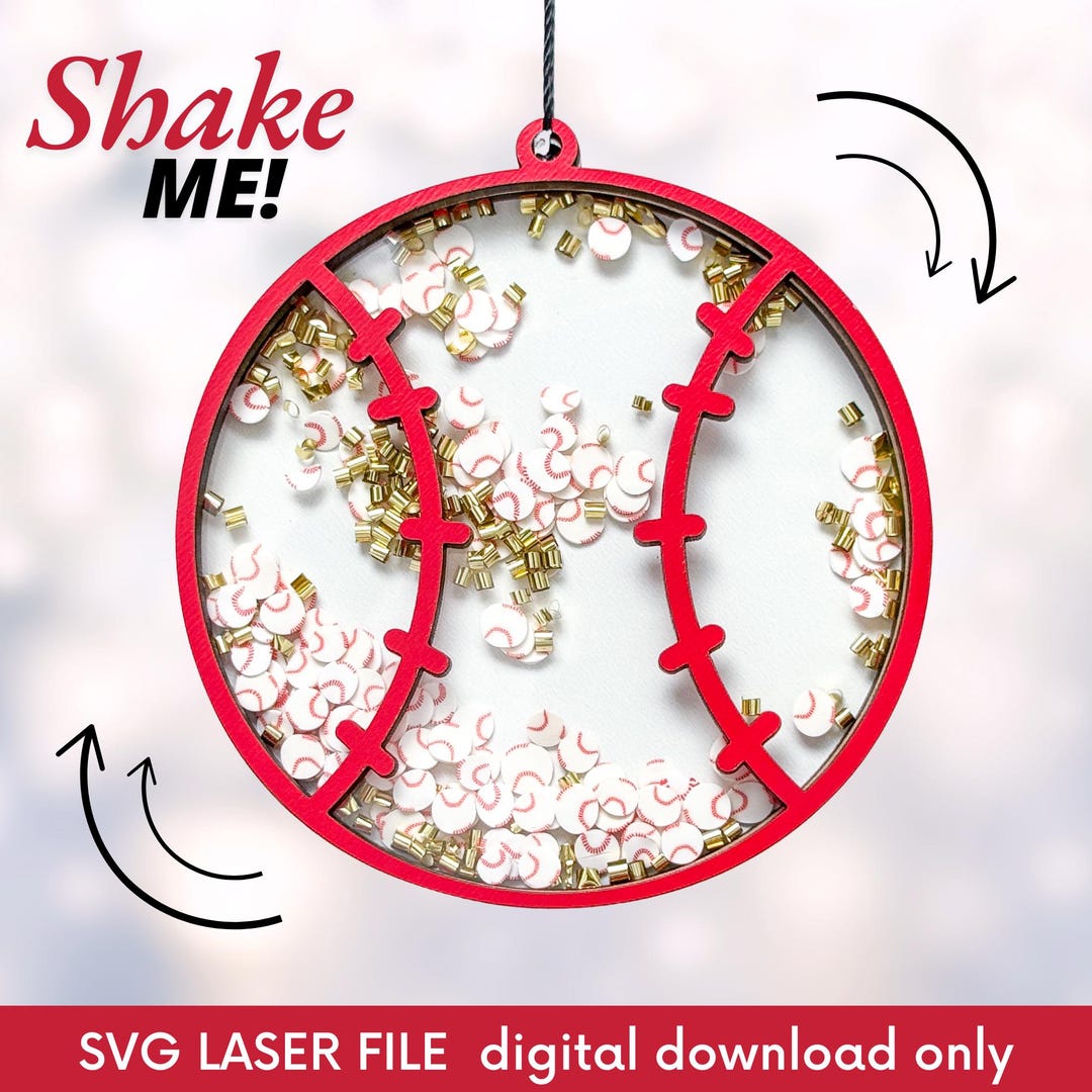 Baseball Glitter Shaker Ornament Laser Cut File, Baseball Team Colors ...