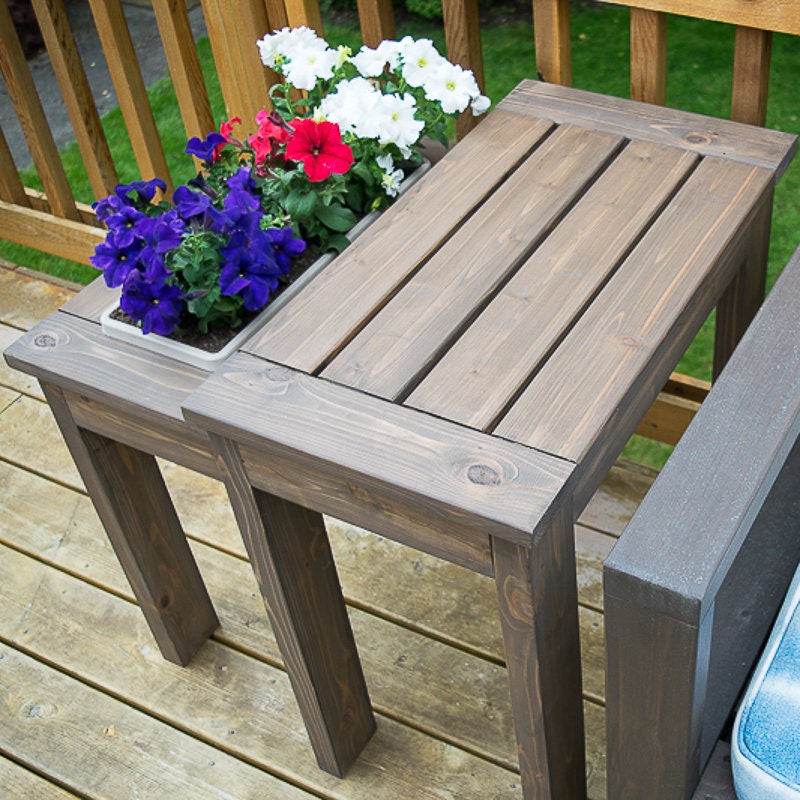 Outdoor End Table With Ice Bucket Woodworking Plans Build Plans for DIY Outdoor Side Table How to Build an End Table With Planter Box Etsy