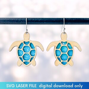 Sea Turtle Earrings SVG Laser File, Laser Cut Dangle Drop Ocean Themed ...