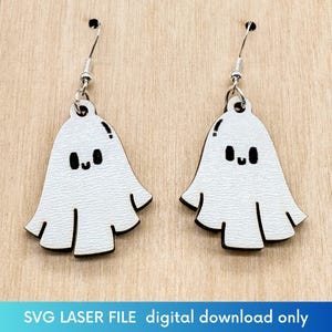 Cute Ghost Earrings SVG Laser File Bundle, Halloween Dangle Earrings ...