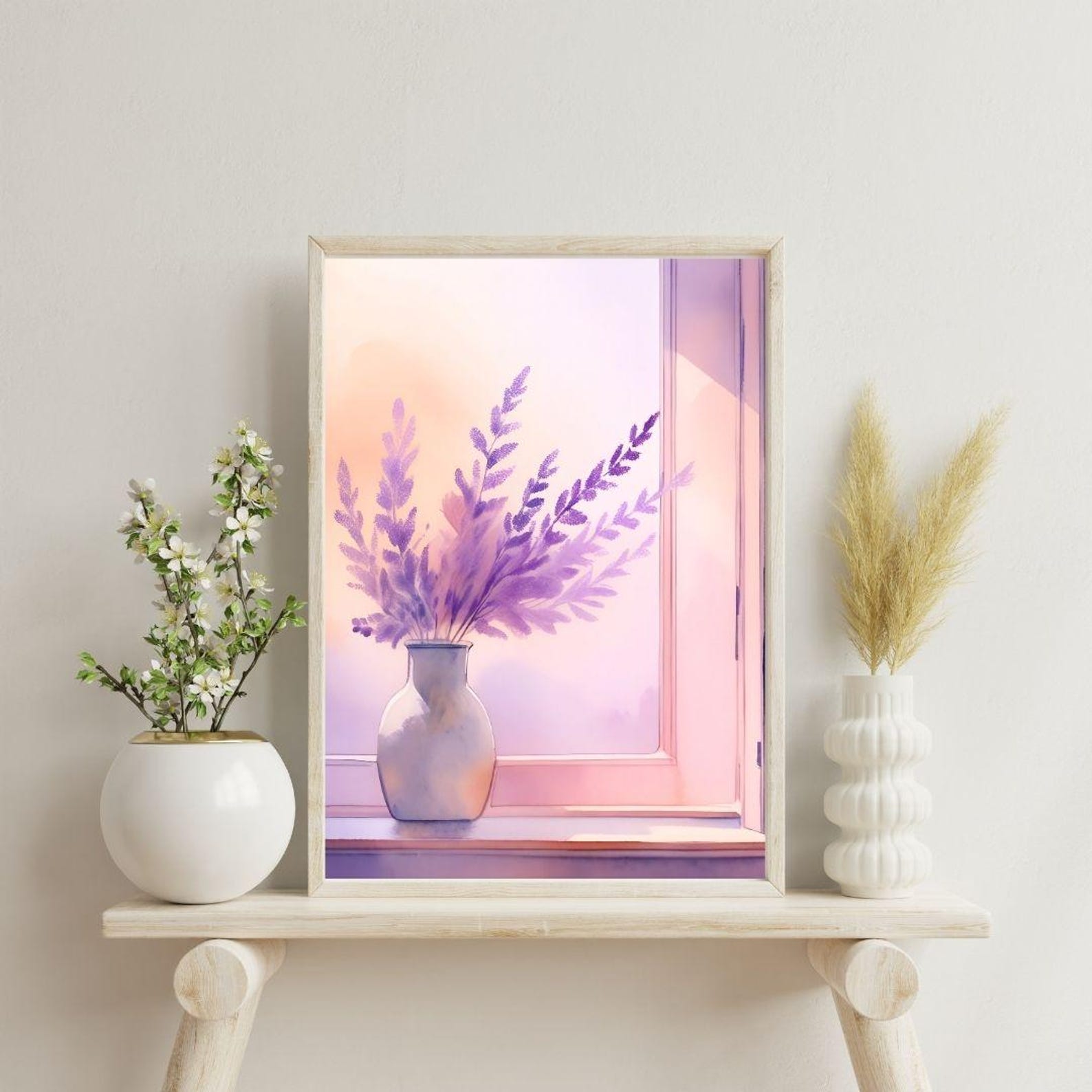 Lavender Flower Wall Art: Printable Art, Abstract Wall Art, Digital Art ...