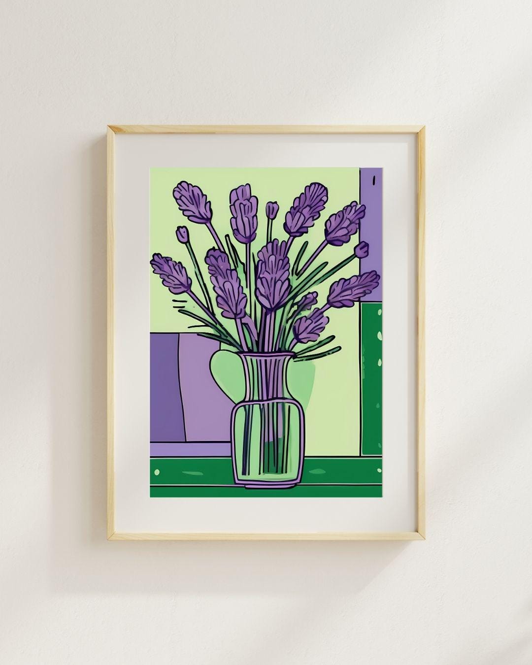 Bold Lavender Flower Wall Art | Pop Art Botanical Printable | Whimsical ...