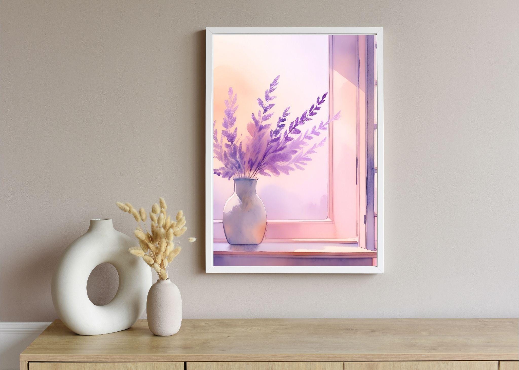 Lavender Flower Wall Art: Printable Art, Abstract Wall Art, Digital Art ...