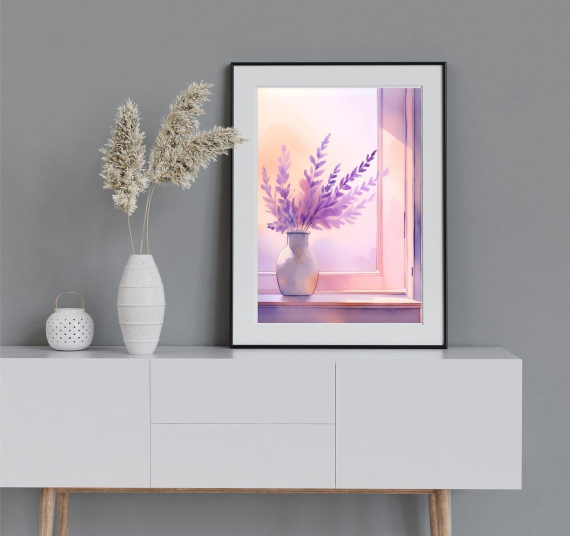 Lavender Flower Wall Art: Printable Art, Abstract Wall Art, Digital Art ...