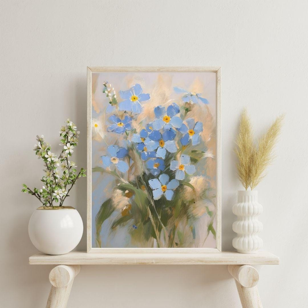 Soft Blue Forget-me-not Wall Art | Impressionist Botanical Printable ...