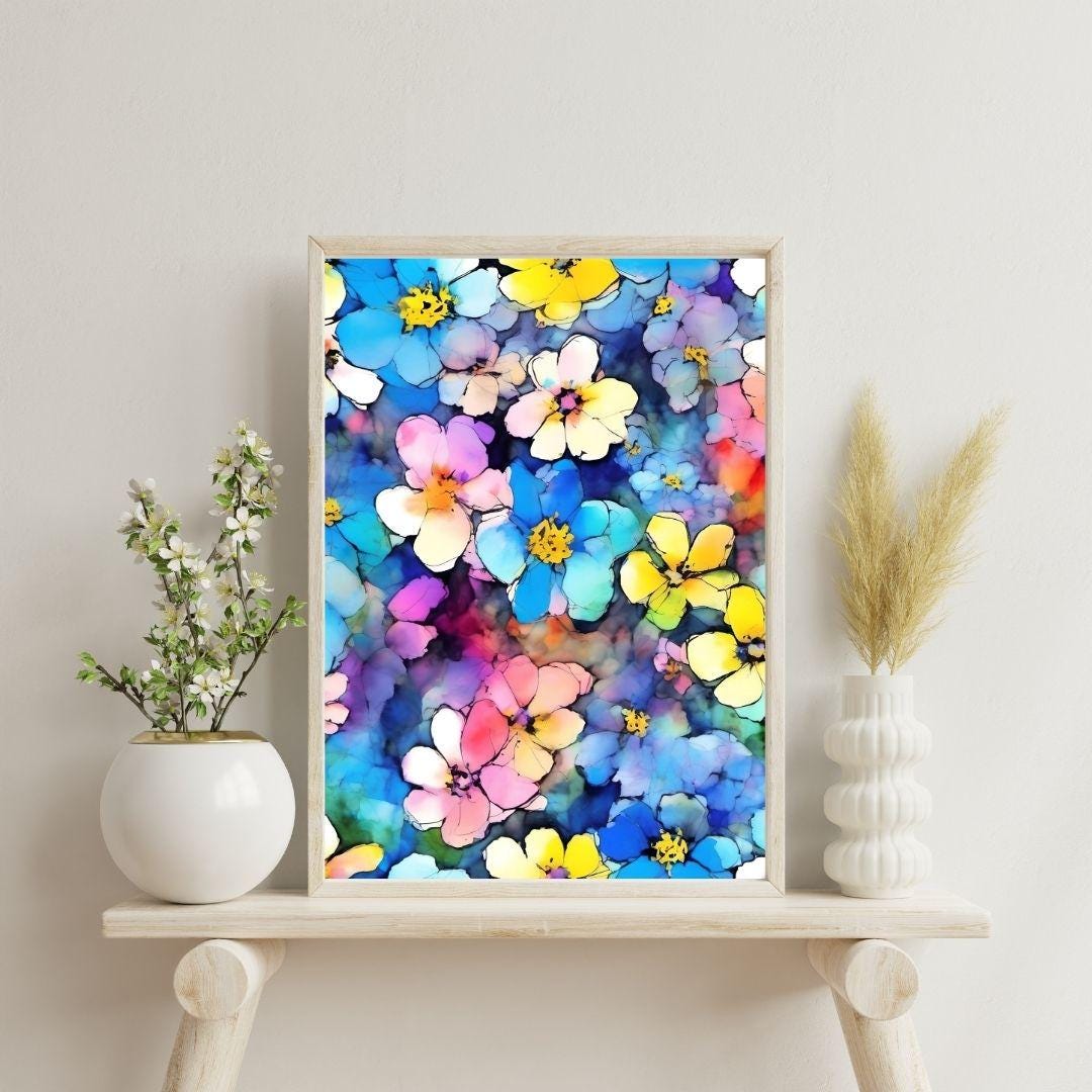 Forget-me-not Wall Art: Printable Art, Abstract Wall Art, Digital Art ...