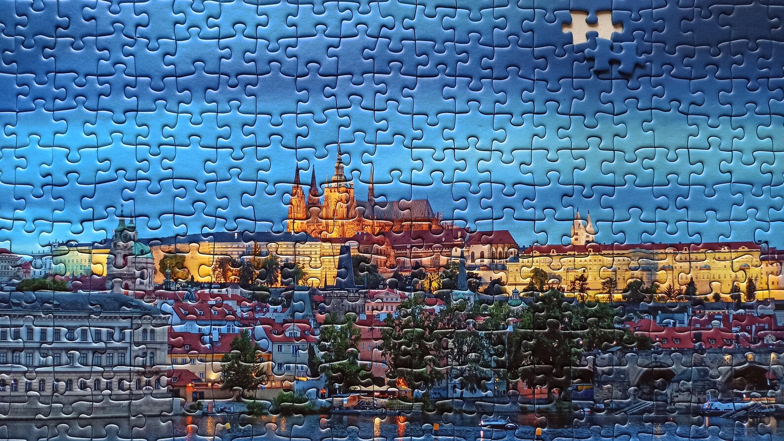 JIGSAW PUZZLE 1000 Pcs Prague Castle by Night Vltava River Czech ...