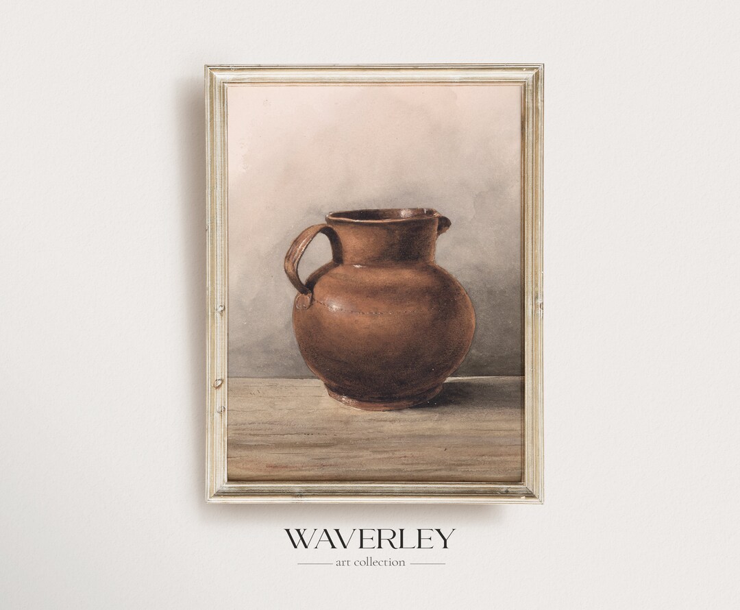 Vintage Print for Kitchen Brown Jug Print Antique Earth - Etsy
