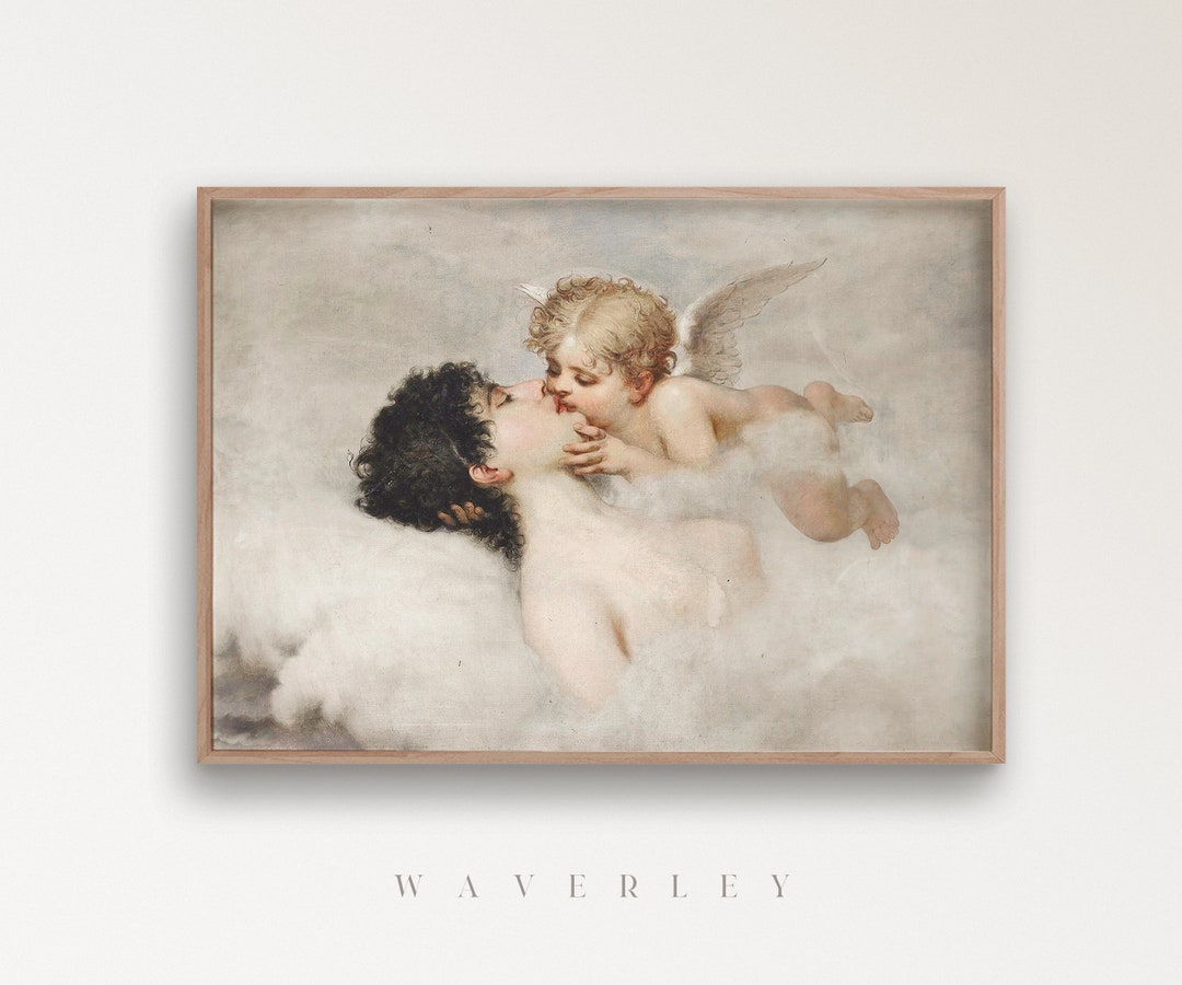 Valentines Day Art, Romantic Wall Art, Vintage Cupid Print, Cherub Love ...