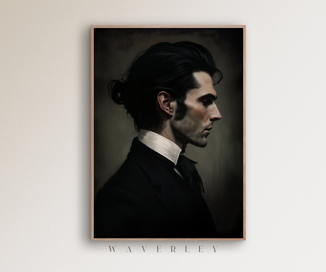 Moody Portrait Heathcliff Portrait Painting Emily Bronte - Etsy