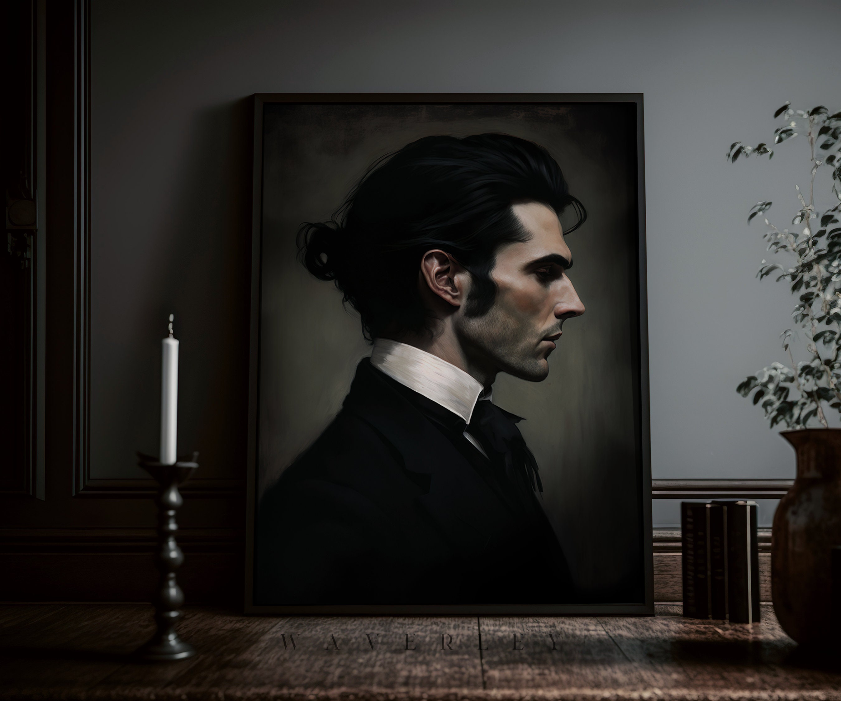 Moody Portrait Heathcliff Portrait Painting Emily Bronte - Etsy