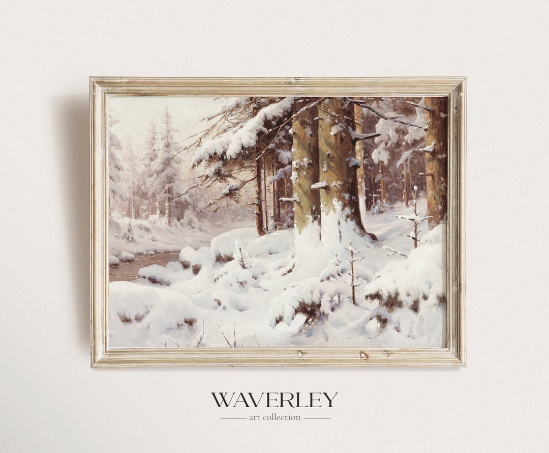 Winter Landscape Painting Winter Scene Art Print Vintage - Etsy