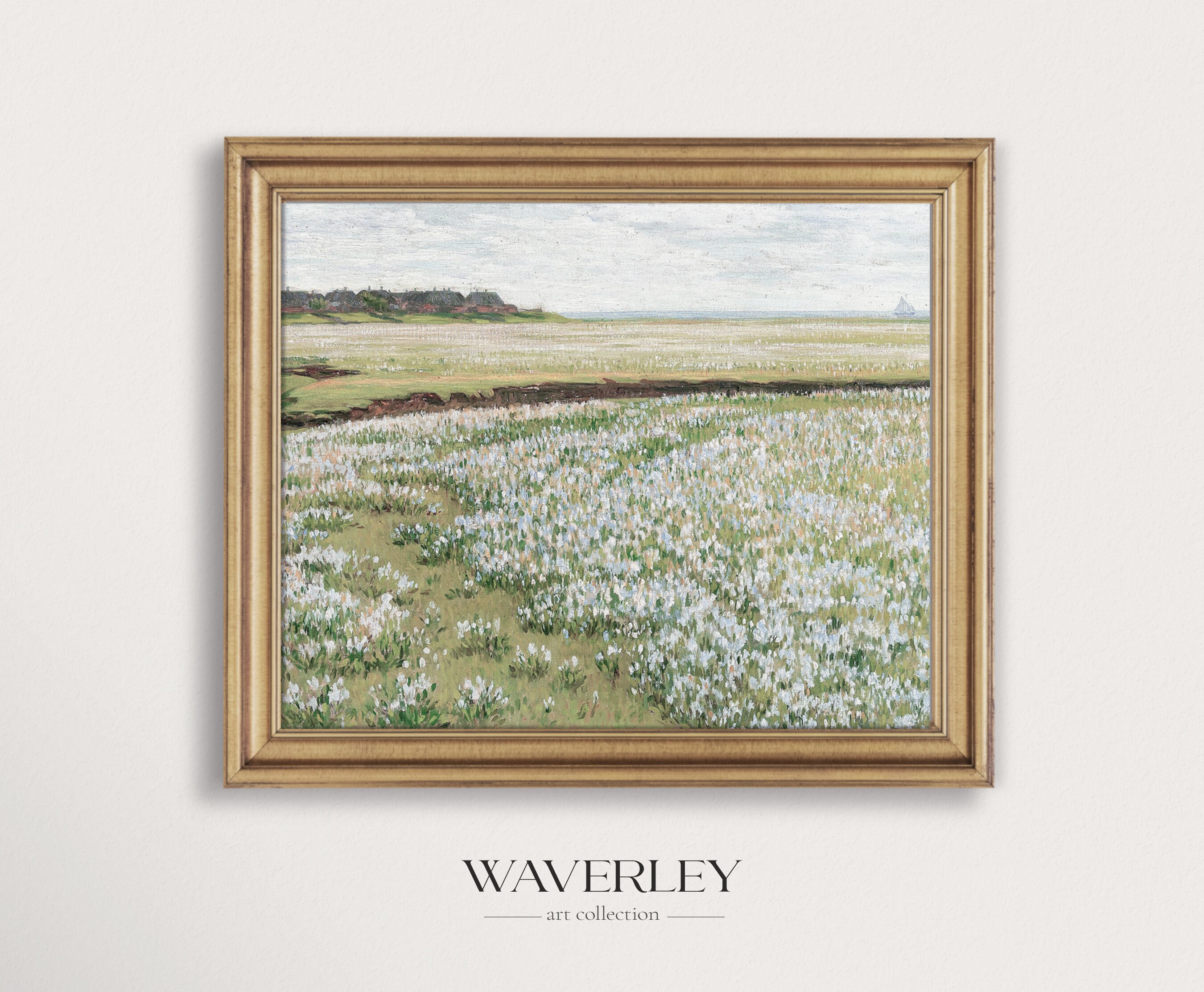 Spring Meadow Art Print Vintage Landscape Painting Rustic - Etsy