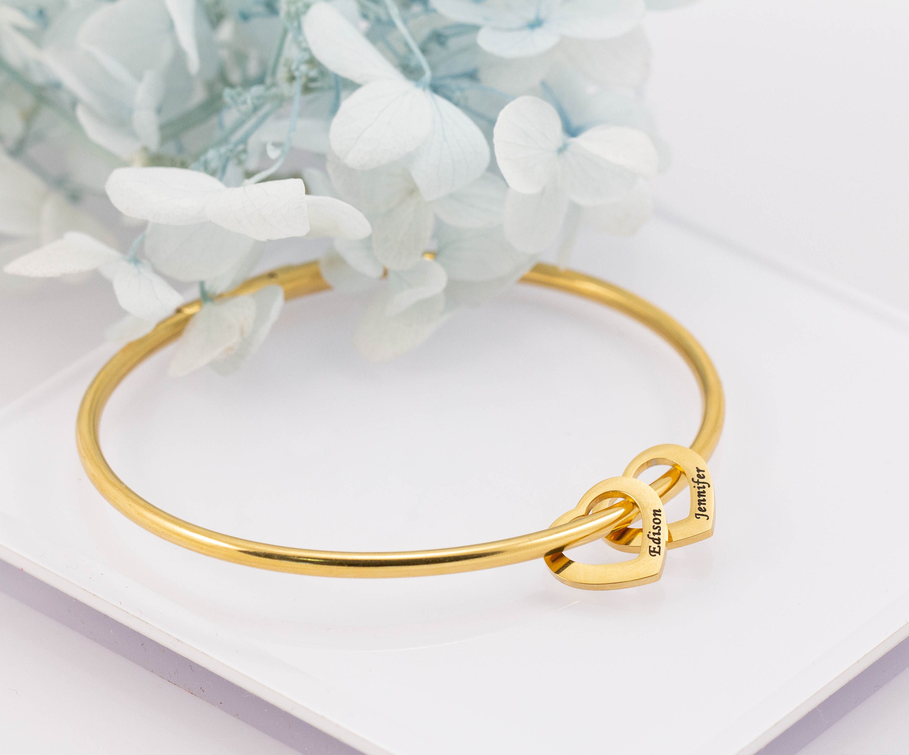 Personalized Heart Charm Name Bracelet Custom Name Bracelet - Etsy ...