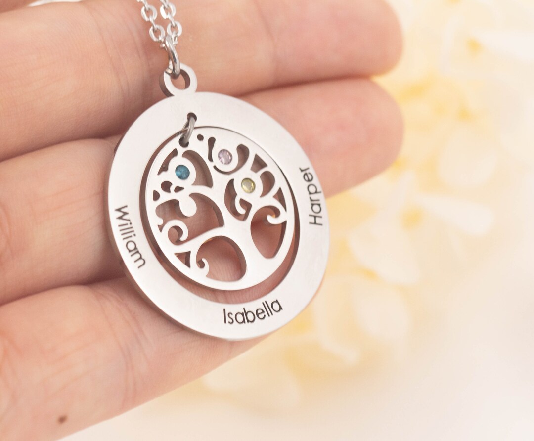 Family Tree Name Necklace, Personalized Name Necklace, Mom Birthday ...