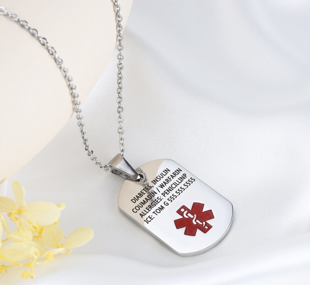 Medical Alert Necklace, Medical ID Necklace, Diabetes Necklace, Medical ...