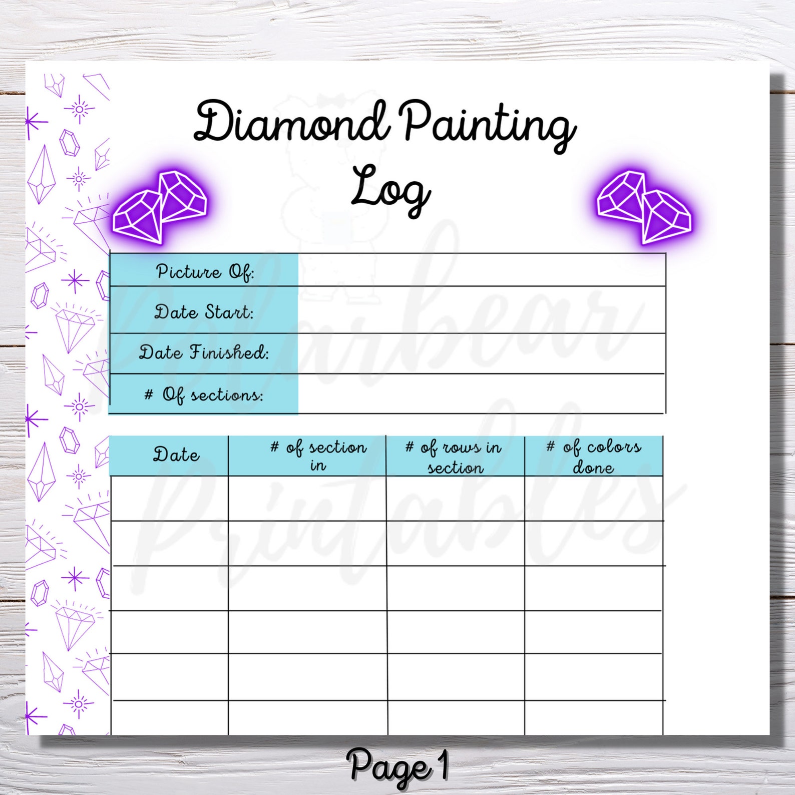 Printable Diamond Painting Log Classic Happy Planner Diamond - Etsy