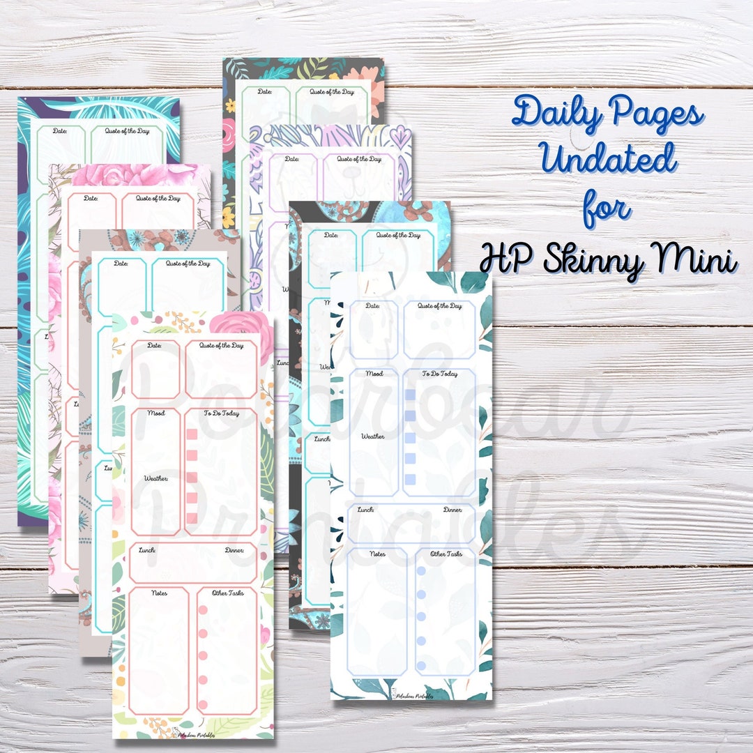 Printable Skinny Mini Undated Daily Page, Daily Planner Page, Planner ...