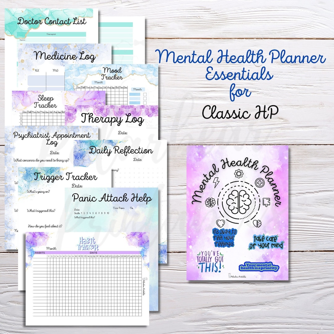 Printable Mental Health Planner Essentials Pack for Classic Happy ...
