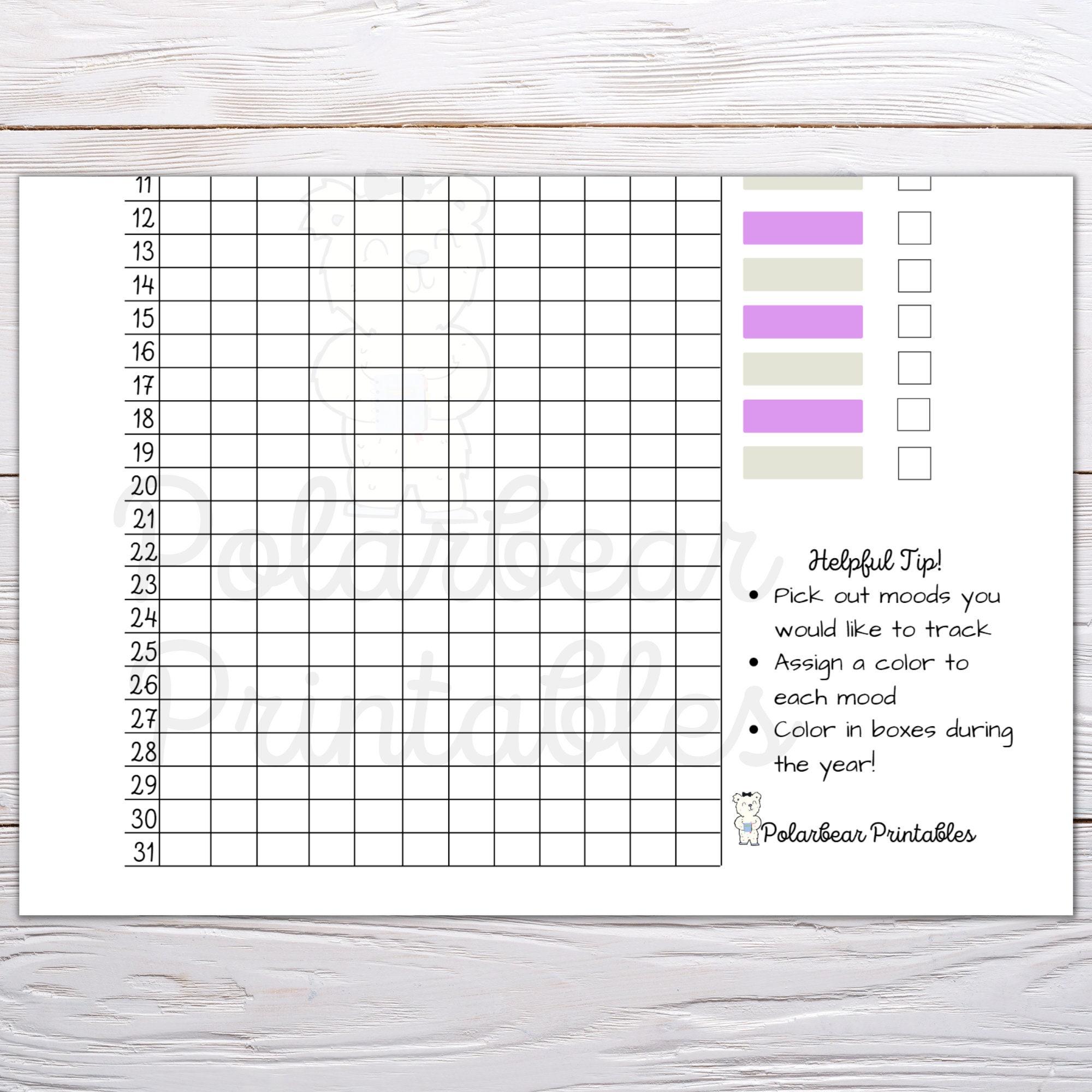 Printable Mood Tracker, Classic Happy Planner, Big Hp, Mini Hp, Happy ...