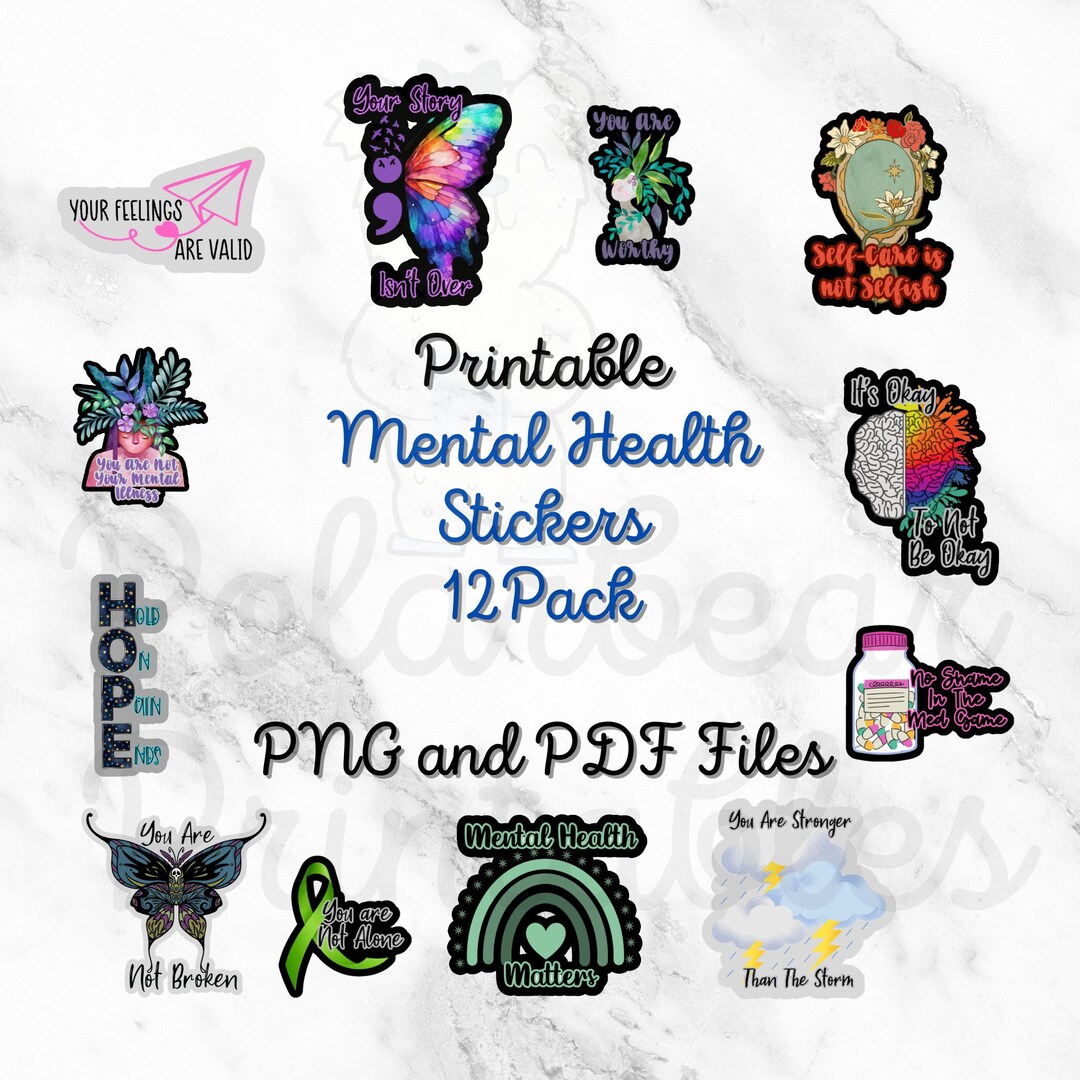 Printable, Mental Health Stickers, PNG Stickers, PDF Stickers, Print ...