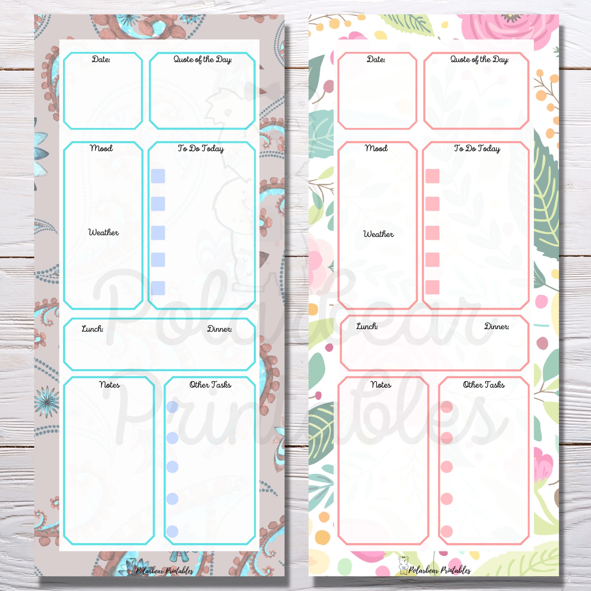 Printable Skinny Classic Undated Daily Page, Skinny Classic Daily ...