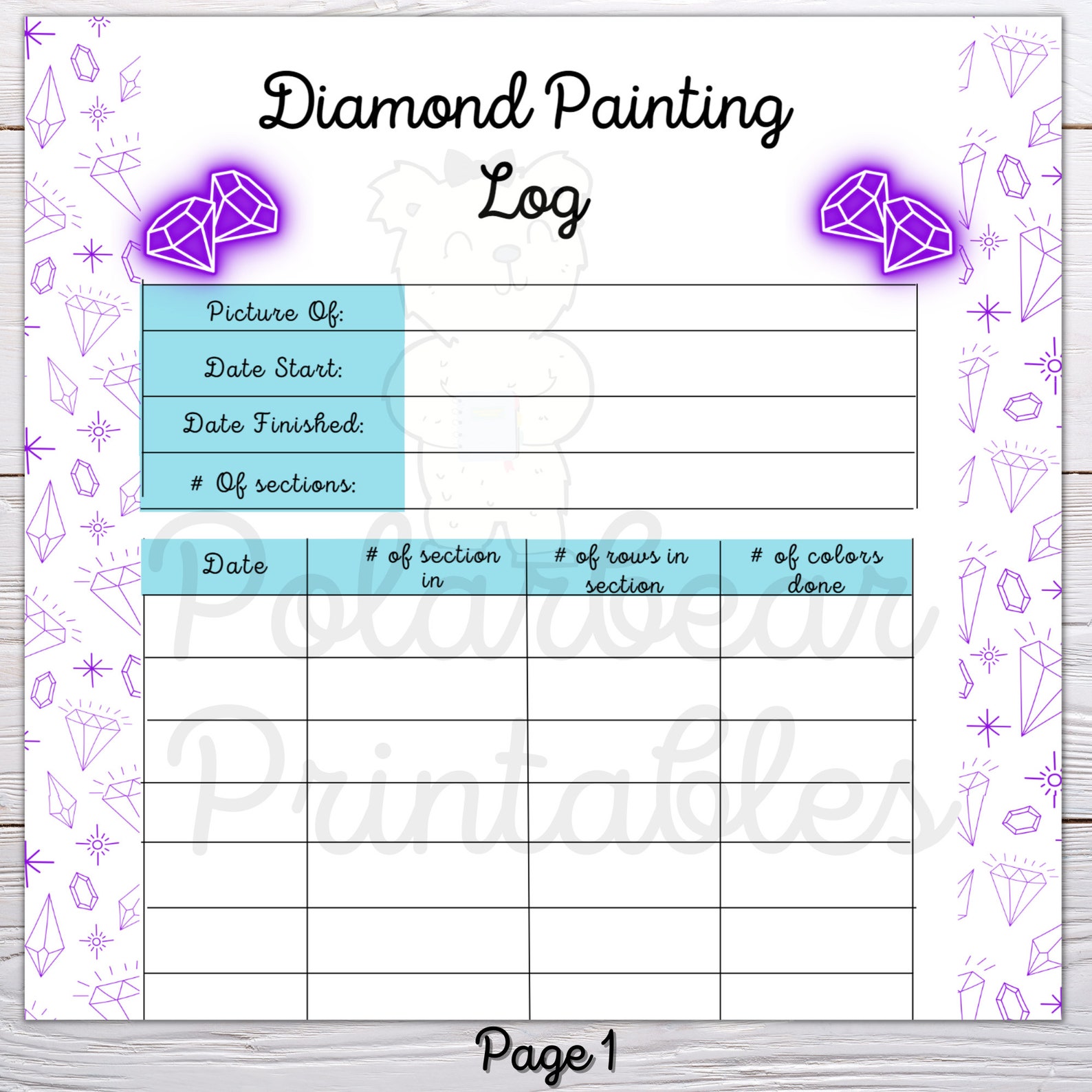 Printable Diamond Painting Log, Classic Happy Planner, Diamond Painting ...