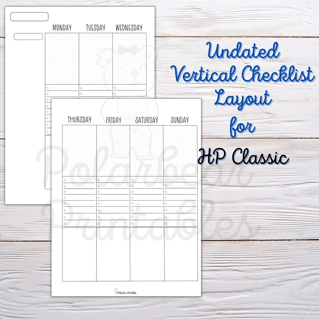 Happy Planner Classic, Vertical Layout, Vertical Checklist, Undated ...