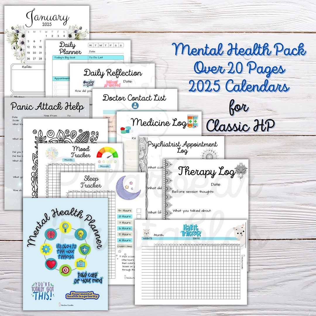 2025 Printable Mental Health Planner Pack, Classic Happy Planner ...