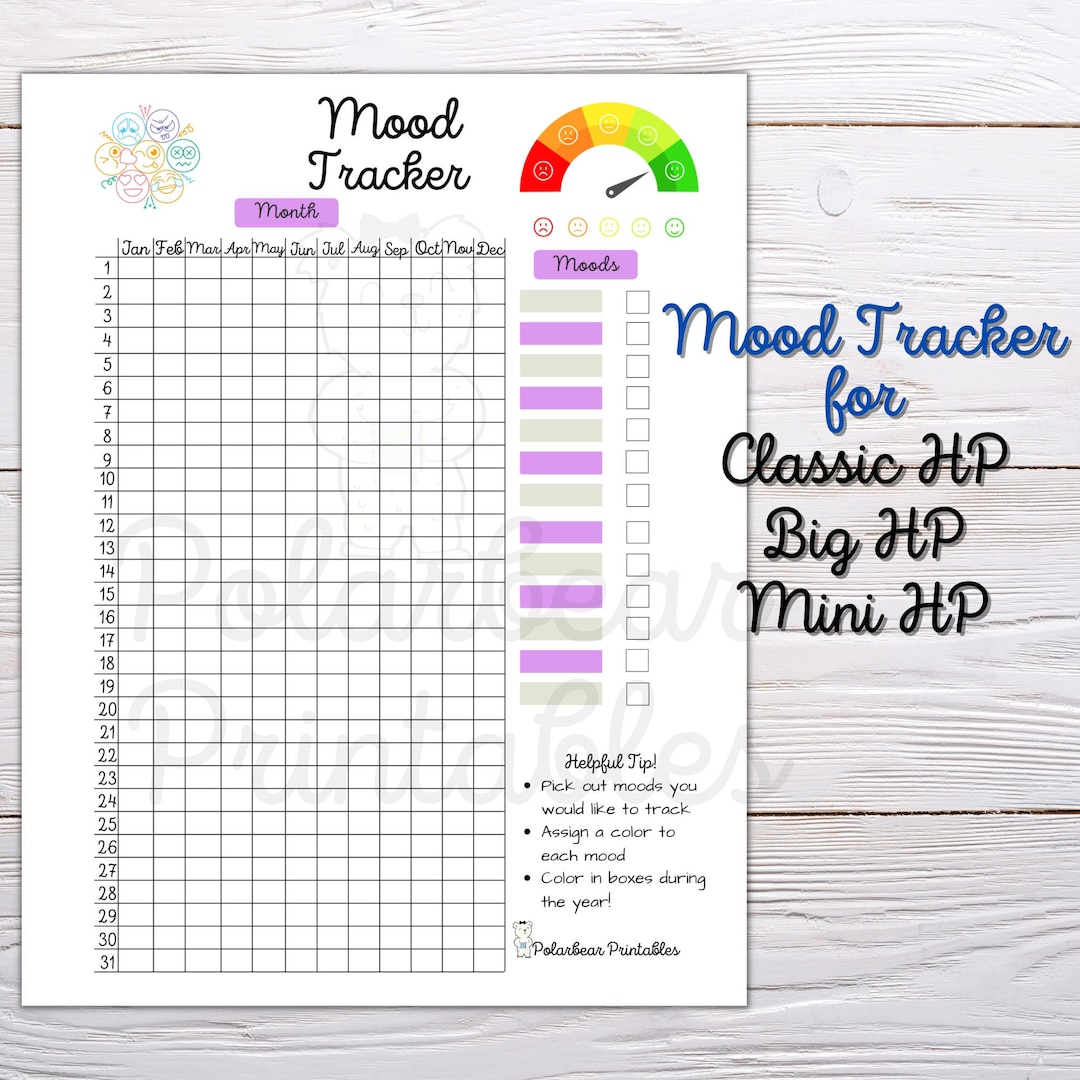 Printable Mood Tracker, Classic Happy Planner, Big Hp, Mini Hp, Happy ...