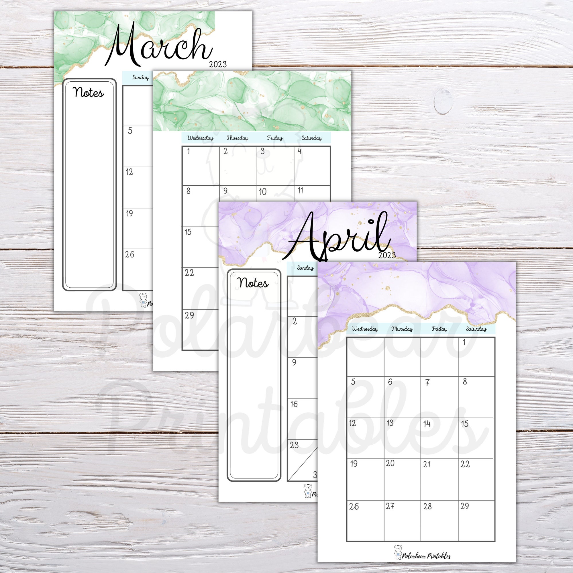 Printable 2023 Calendar Alcohol Ink Mini Happy Planner - Etsy