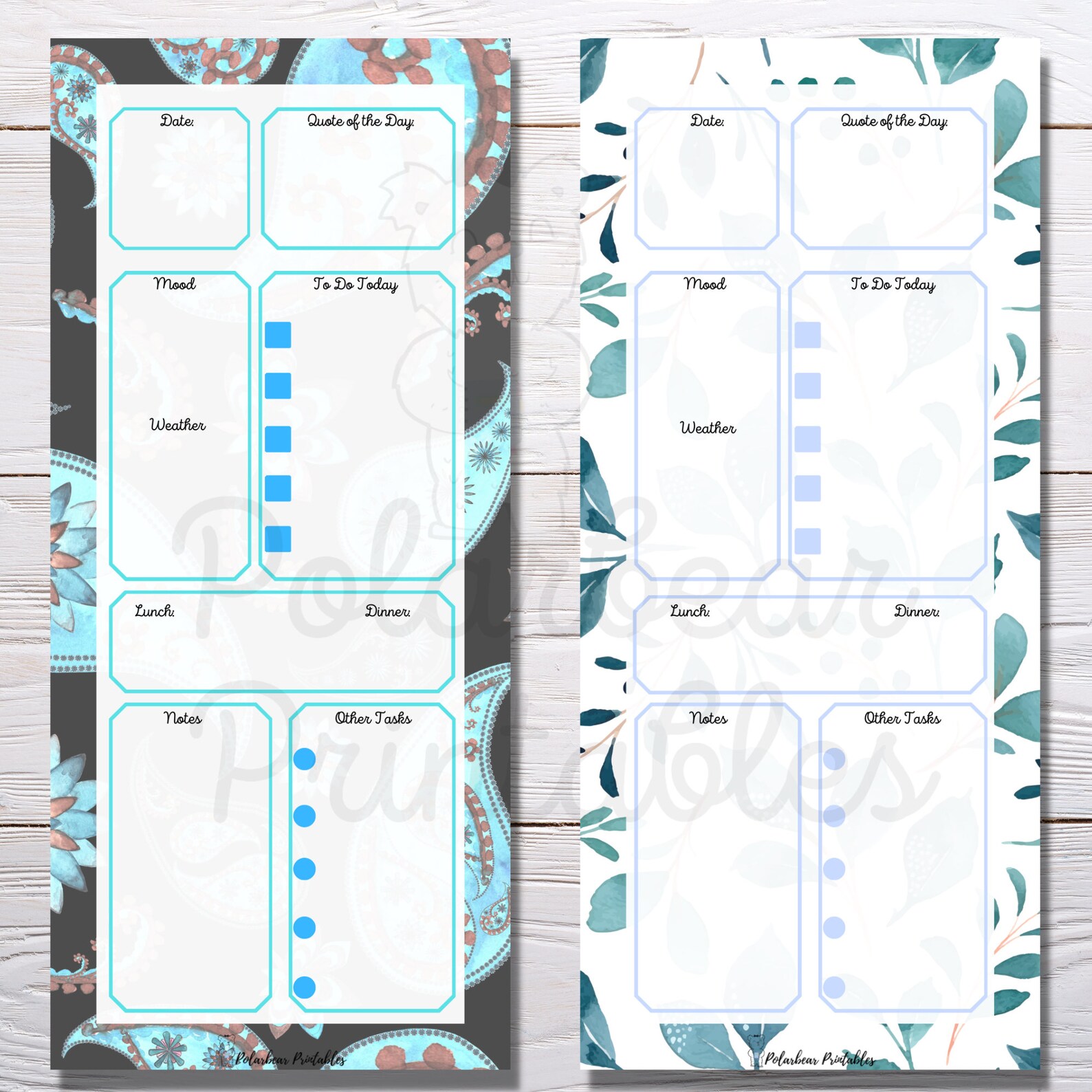 Printable Skinny Classic Undated Daily Page, Skinny Classic Daily ...