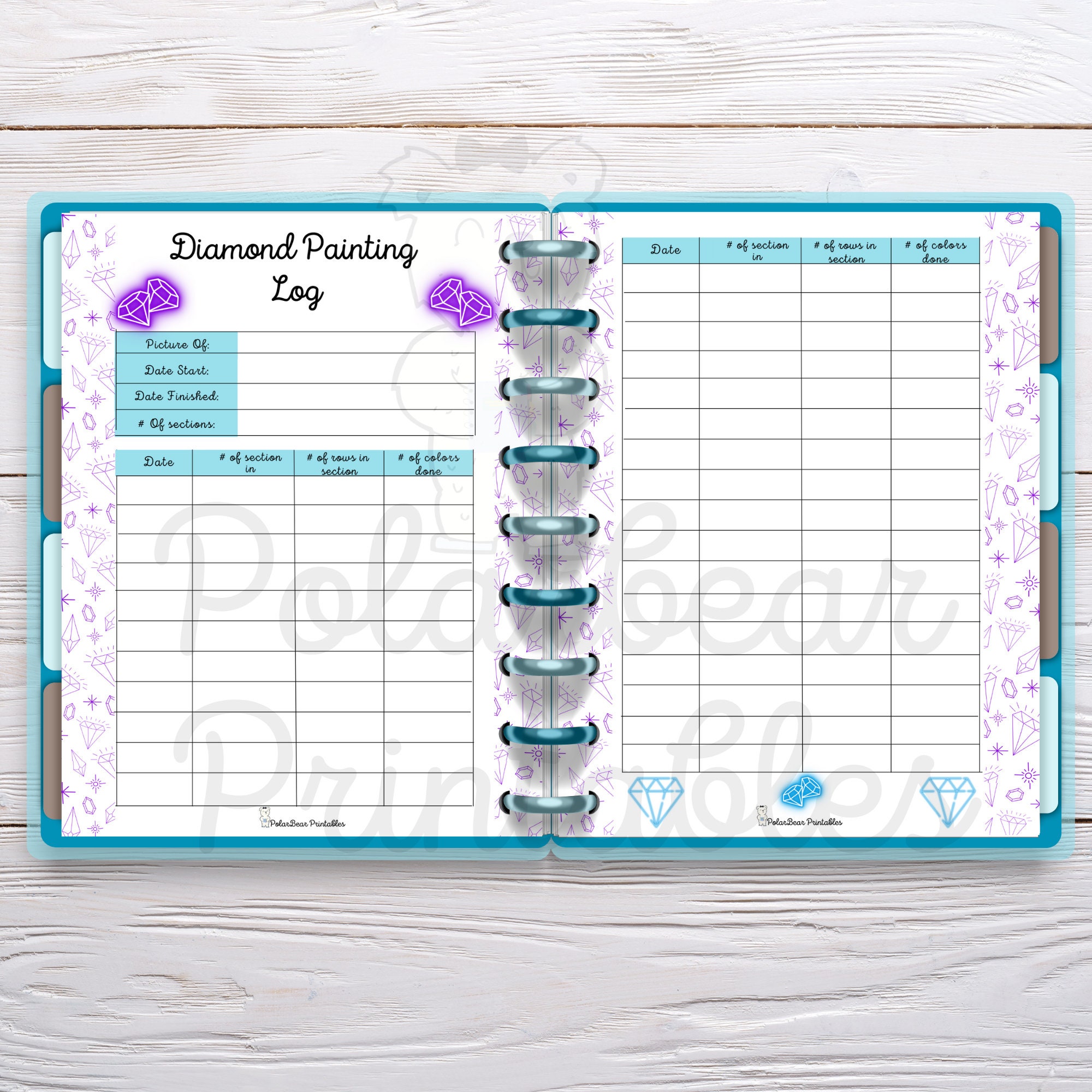 Printable Diamond Painting Log, Classic Happy Planner, Diamond Painting ...