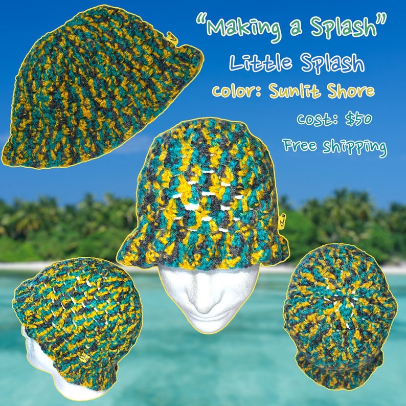 Little Splash “making a Splash” Short Brim Bucket Hat Ombré/multicolor ...