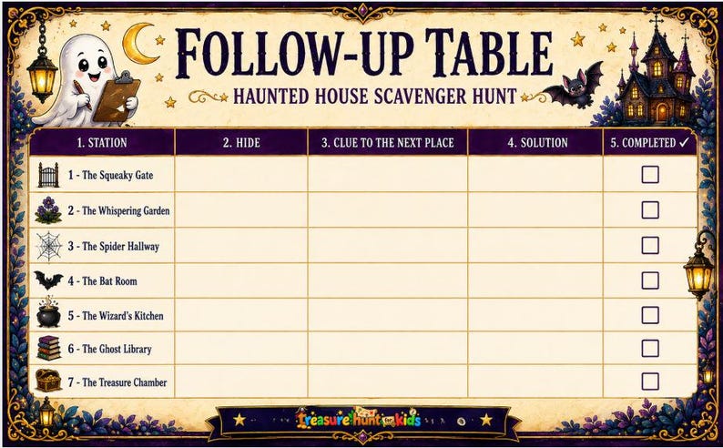 Haunted House Scavenger Hunt Printable | Kids Treasure Hunt Party Game ...