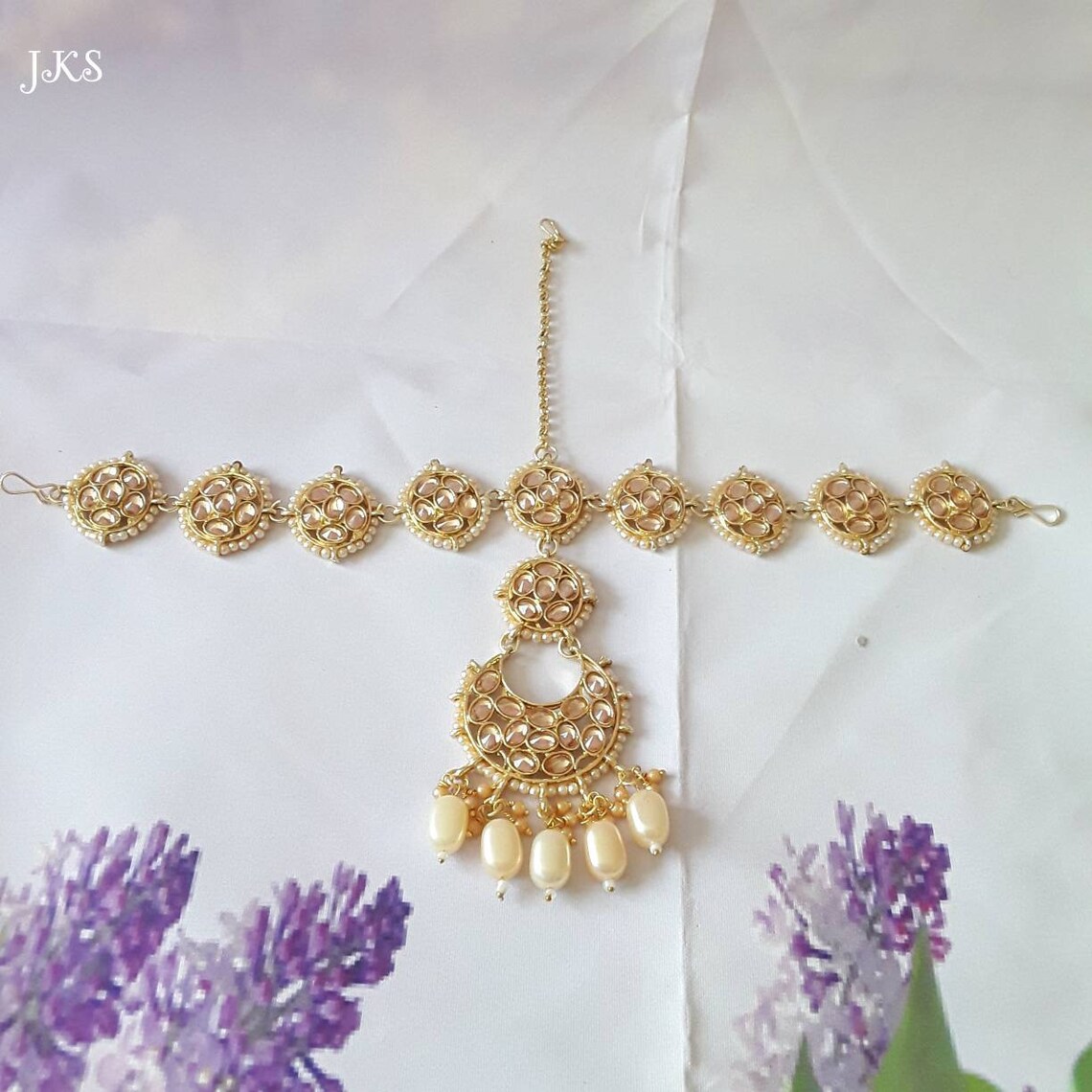 Kundan Sheesh Phool Matha Patti, Damini, Indian Hair Jewelry, Sheesh Phool, Sheesh Patti ...