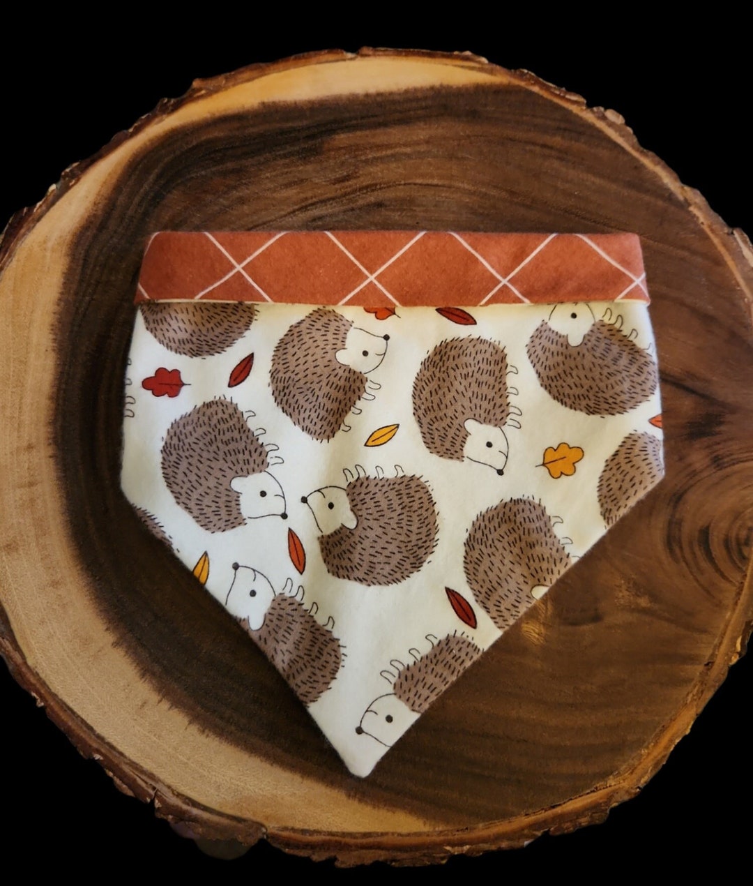 Flannel Hedgehog Reversible Snap on Dog Bandana. Fall Dog Sizes XXS-XL ...