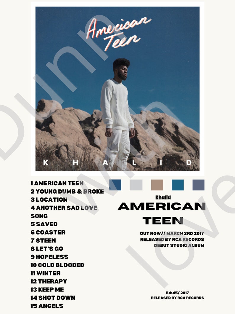 KHALID (AMERICAN TEEN) Album Cover Poster - Etsy