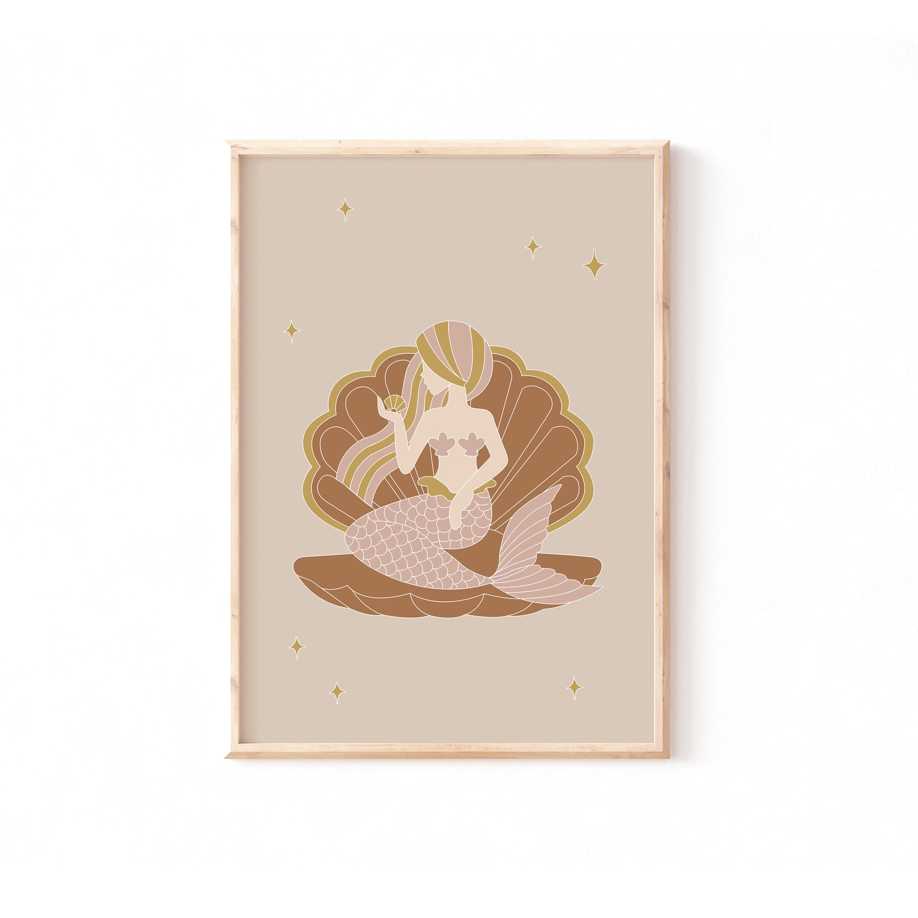 Boho Mermaid Nursery Print: Ocean Shell Art (digital Download) - Etsy