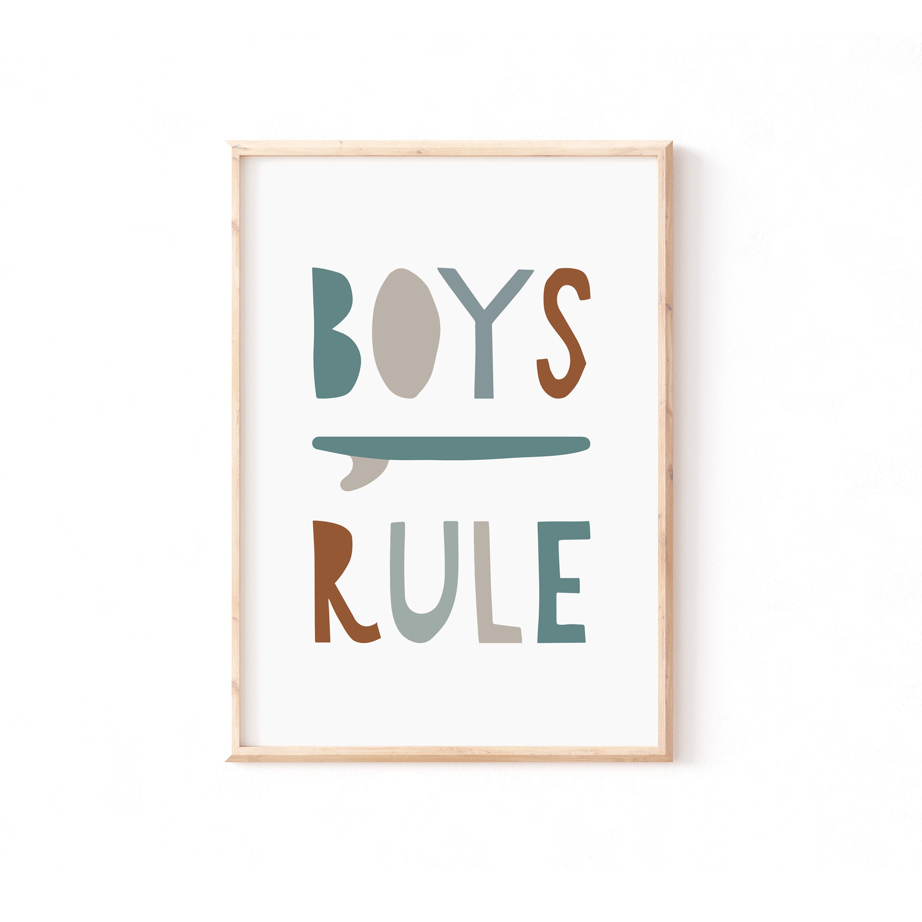 Boys Rule Printable Art, Boho Retro Kids Room Decor, Playroom Wall Art ...