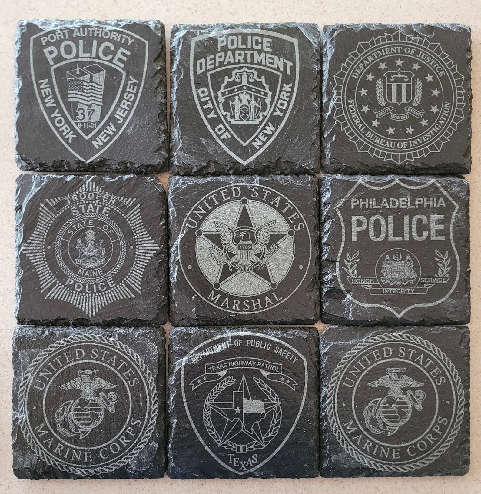 Custom Law Enforcement Laser Engraver Slate Coasters (set of 4) - Etsy
