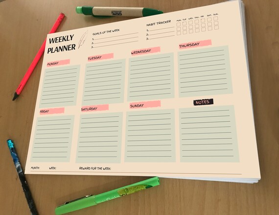 Calendars & Planners Printable Planner Weekly Planner Vintage Paper ...