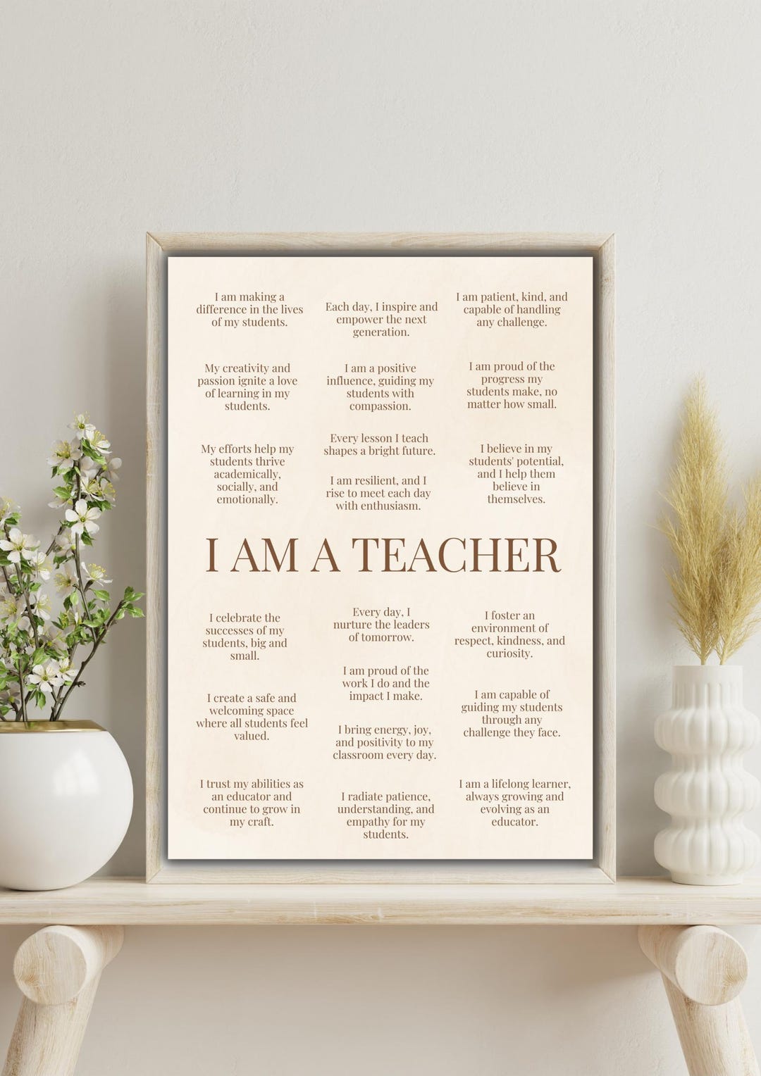 Teacher Affirmations Printable Poster | Motivational Classroom Wall Art ...